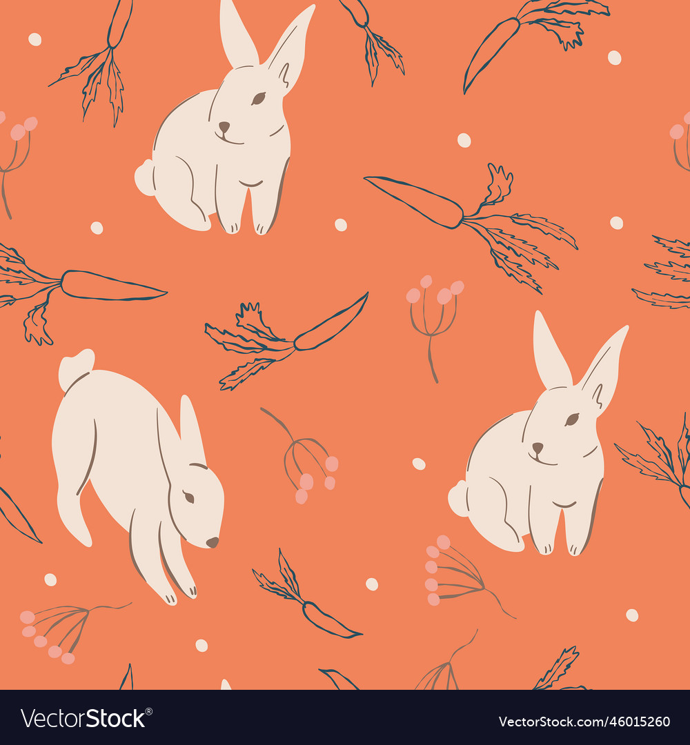 Seamless pattern with hares leaf ornaments Vector Image