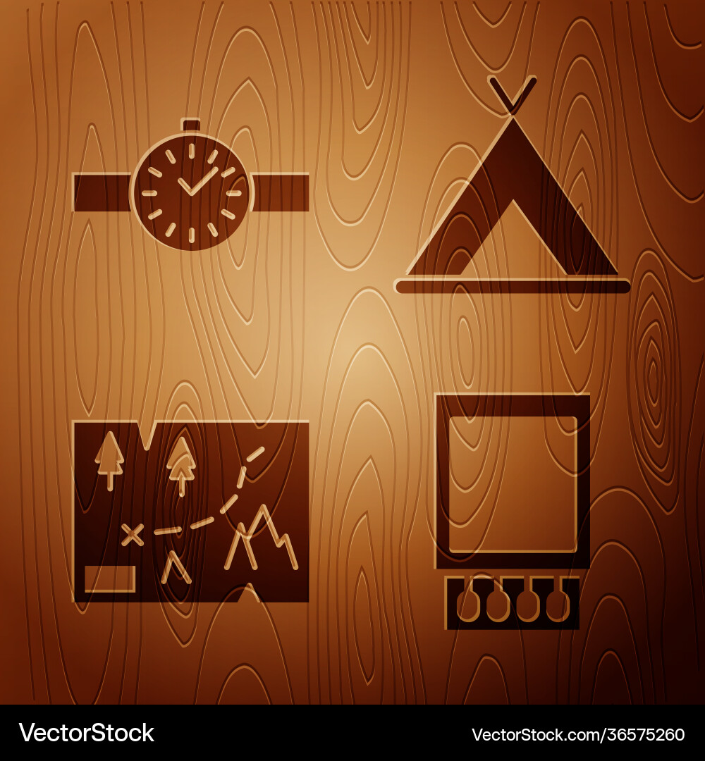 Set open matchbox and matches wrist watch folded Vector Image