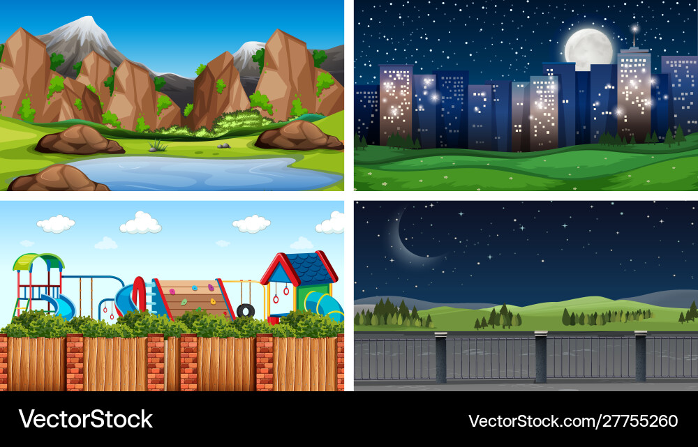 Set outdoor nature scenes blank empty templates Vector Image