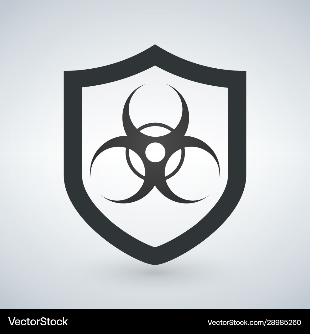 Schild mit einem Biohazard-Symbol weiß isoliert Vektorbild