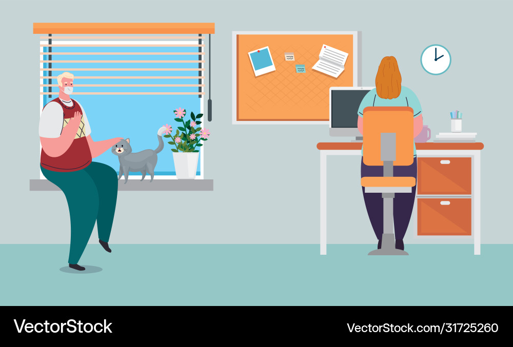 Stay home work home protect yourself keeping Vector Image