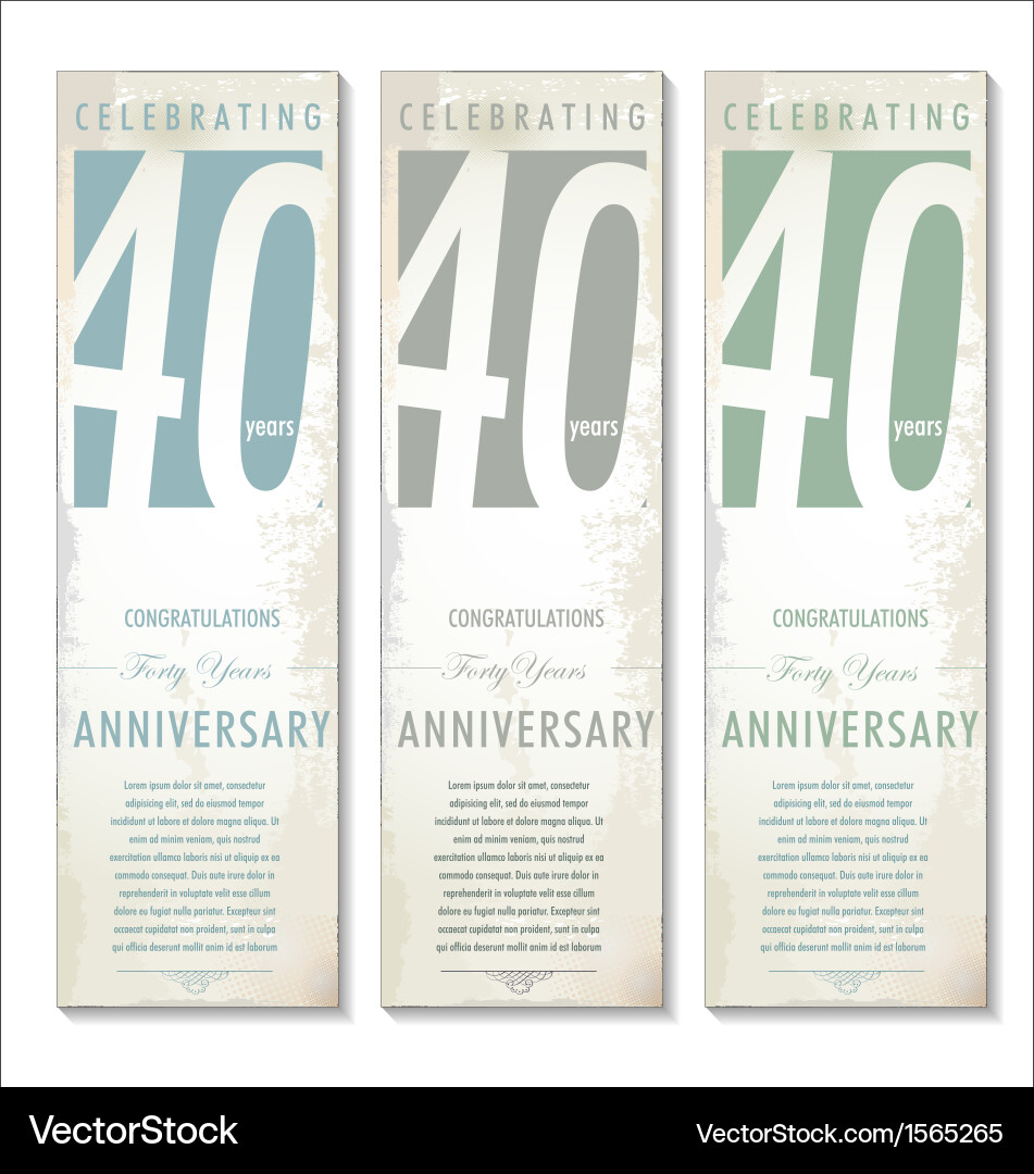 40 years Anniversary retro banner set Royalty Free Vector