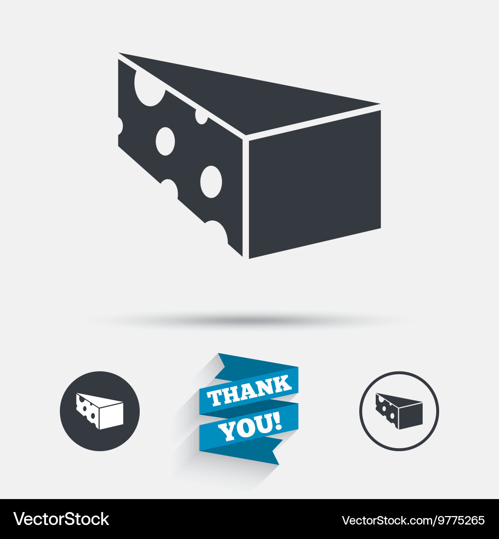 Cheese sign icon slice of Royalty Free Vector Image