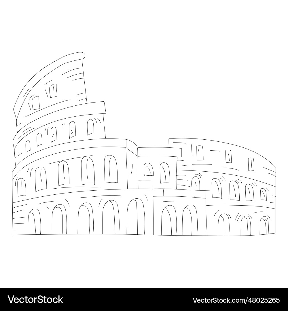 Coliseum amphitheatre arena line Royalty Free Vector Image