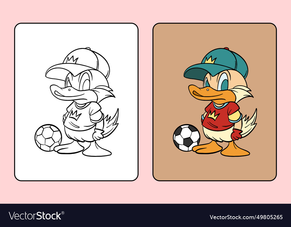 Coloring ball mascot with duck character wearing Vector Image