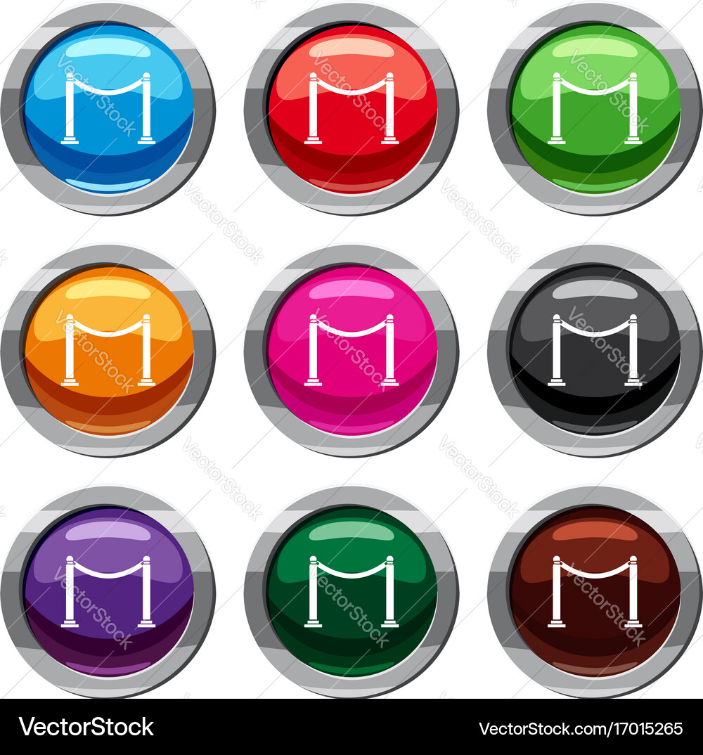 Decorative poles with tape set 9 collection Vector Image