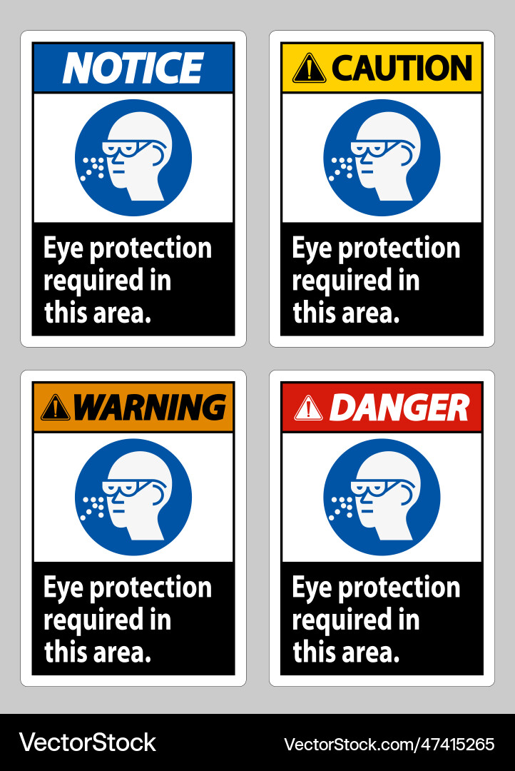 Eye protection required in this area on white Vector Image