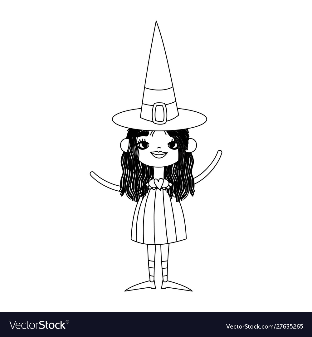 Happy halloween celebration girl with hat witch Vector Image