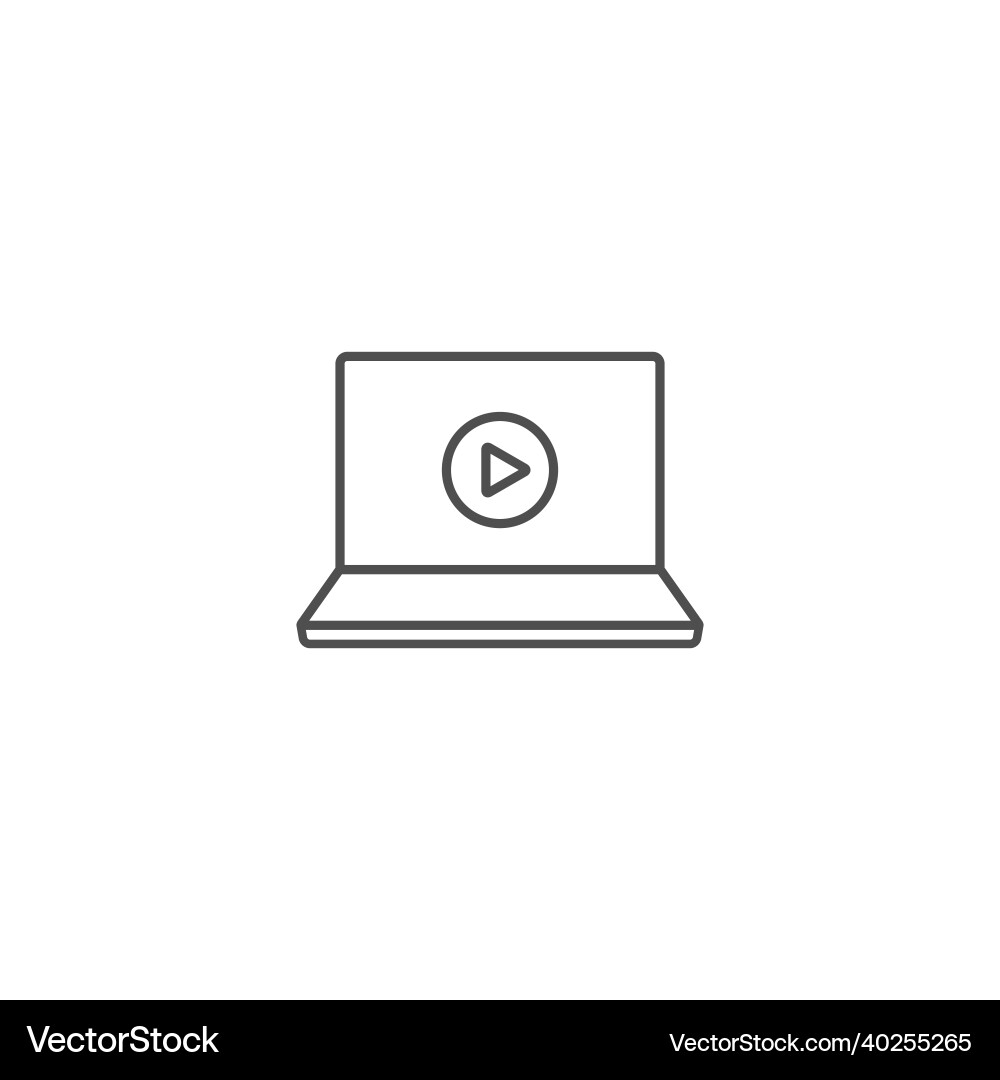 Laptop with video player icon isolated play Vector Image