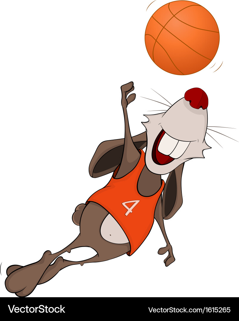 Rabbit the basketball player cartoon Royalty Free Vector