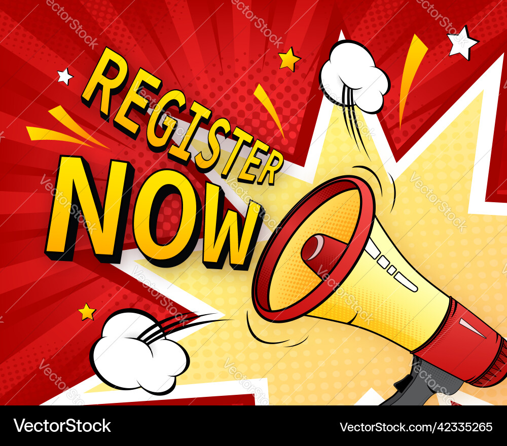 Register now pop great design for any purposes Vector Image