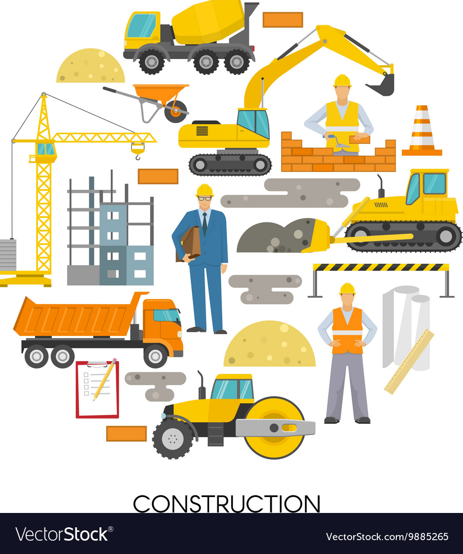 Round Construction Composition Royalty Free Vector Image