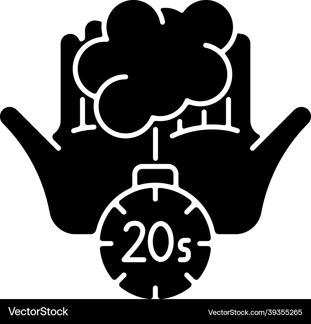 Scrub hands for twenty seconds black glyph icon Vector Image