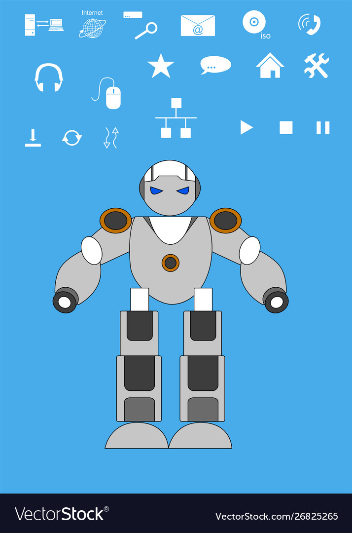 Technology with robot and icons Royalty Free Vector Image