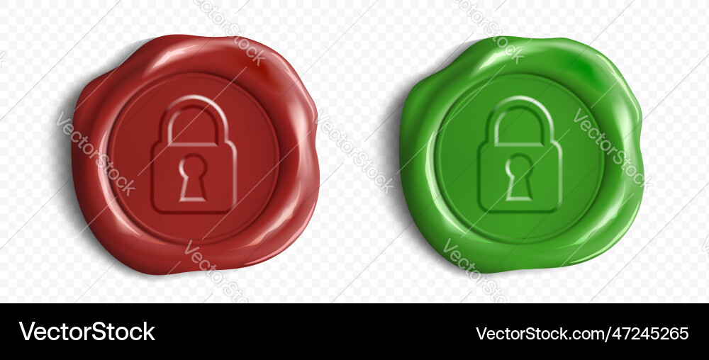 Wax seal with lock sign mockup Royalty Free Vector Image