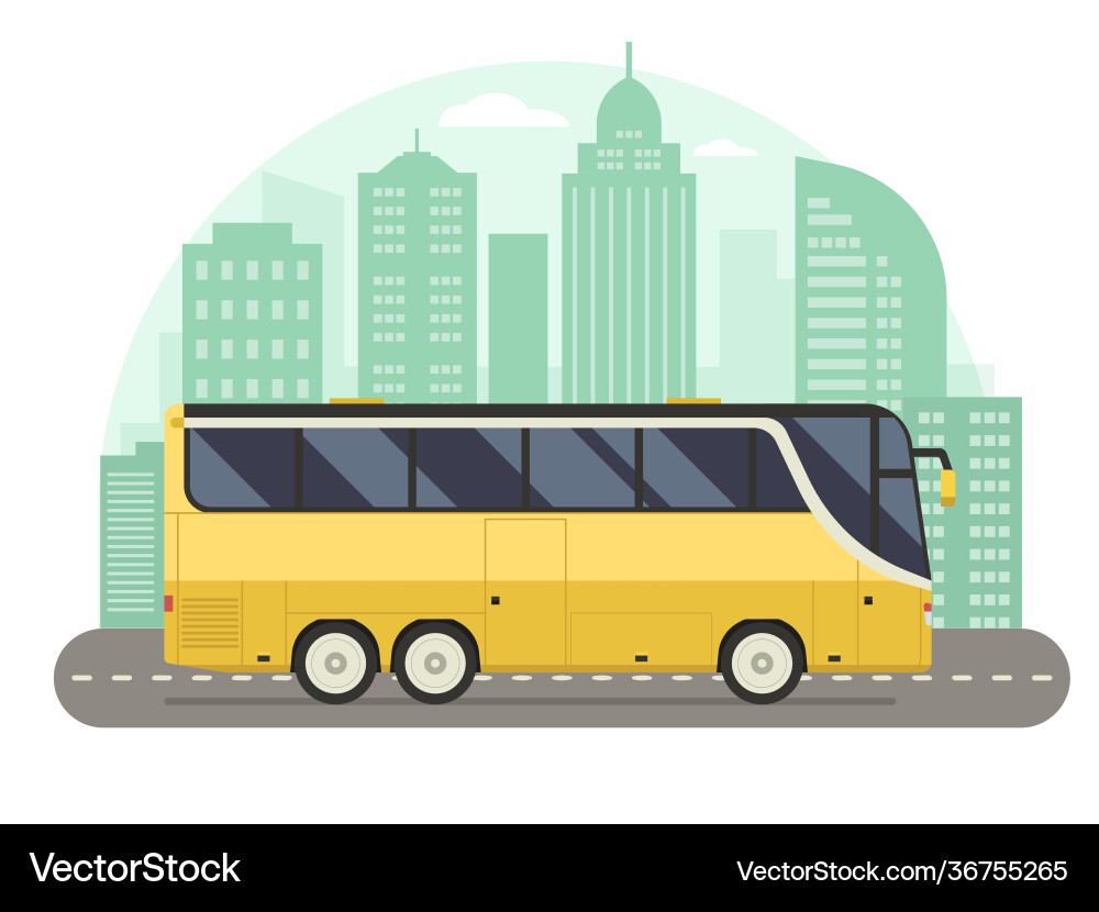 Yellow city bus concept in flat design Royalty Free Vector