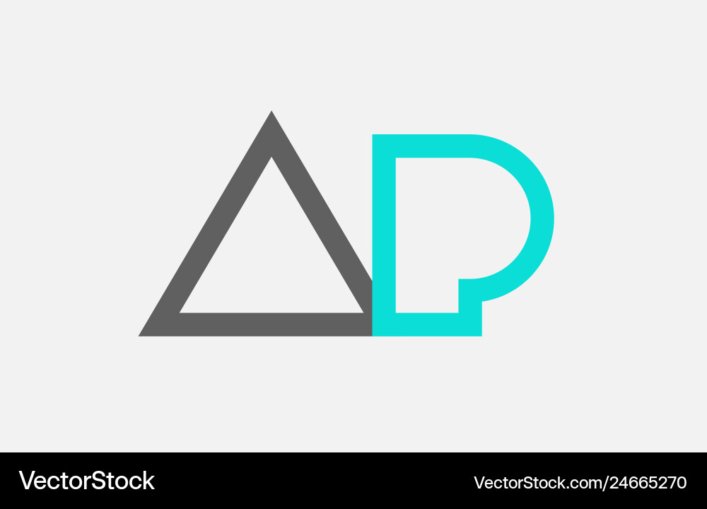 Blue grey alphabet letter ap a p combination Vector Image