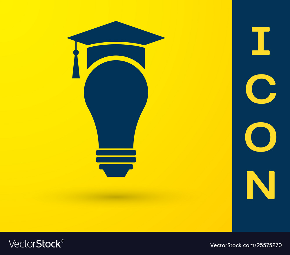 Blue light bulb and graduation cap icon isolated Vector Image
