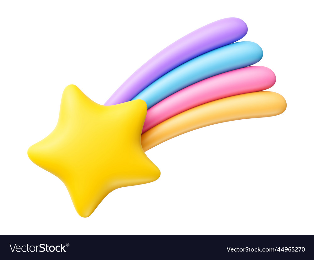 Cartoon Shooting Star With Rainbow Tail Royalty Free Vector