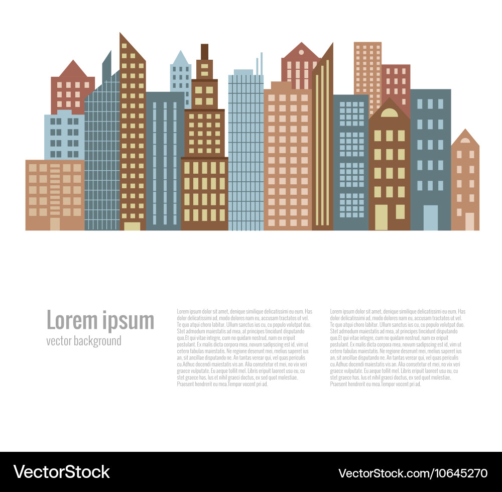 City landscape buildings flat background Vector Image