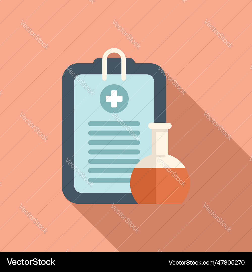 Flask result test icon flat medical lab Royalty Free Vector