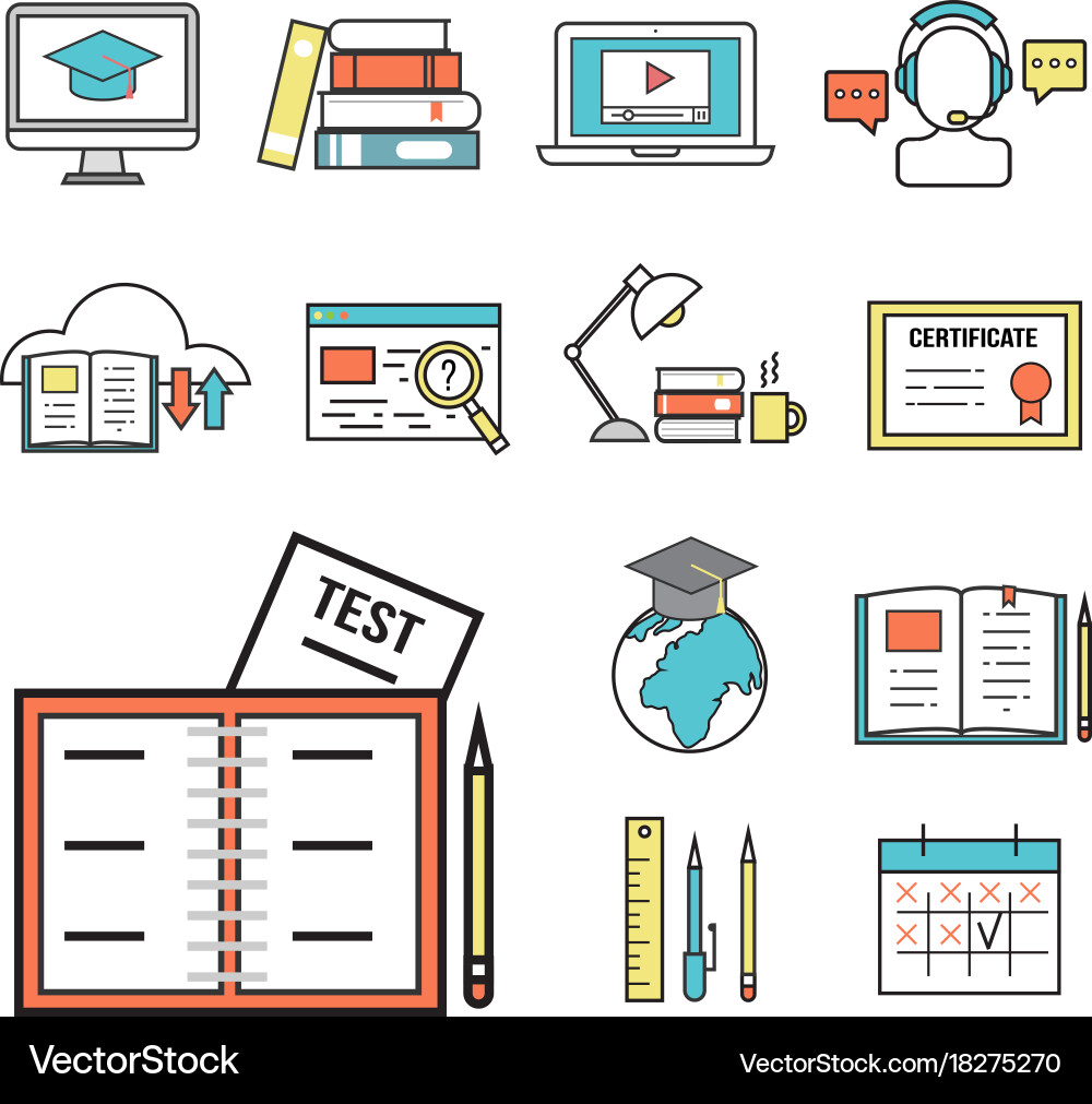 Flat design icons online education staff training Vector Image