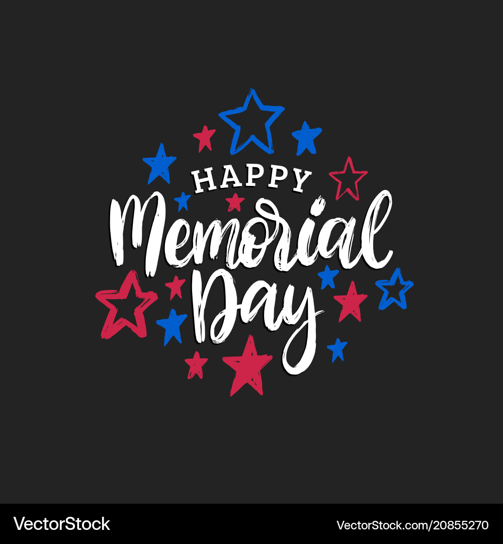Happy memorial day handwritten phrase Royalty Free Vector