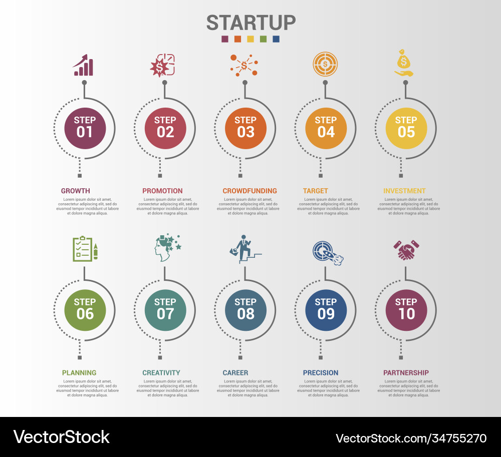 Infographic startup template icons in different Vector Image