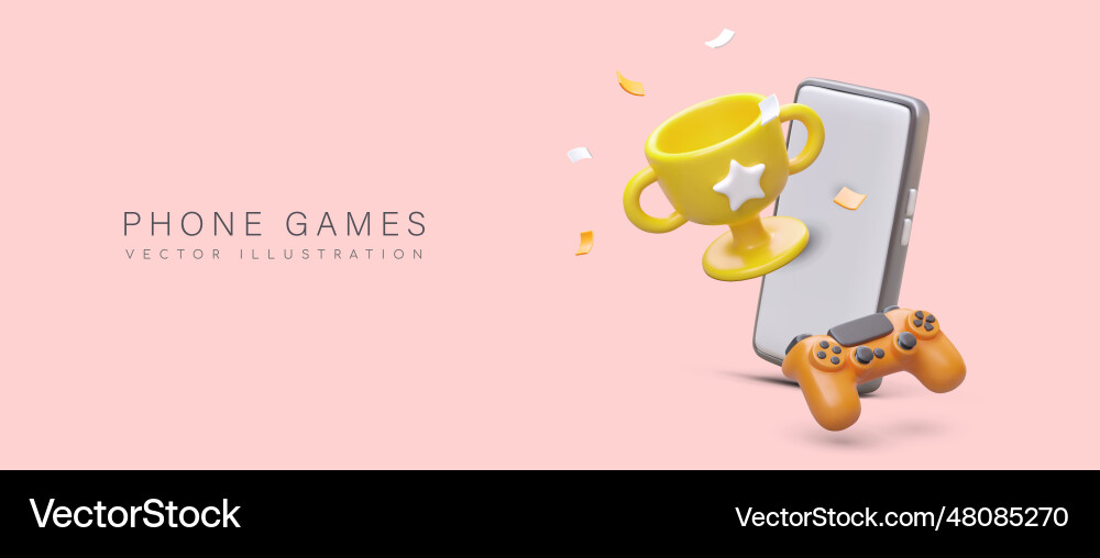 Mobile games online championship prize cup Vector Image