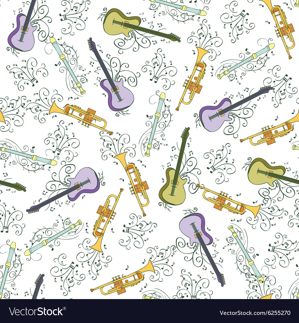 Musical instruments seamless pattern Royalty Free Vector