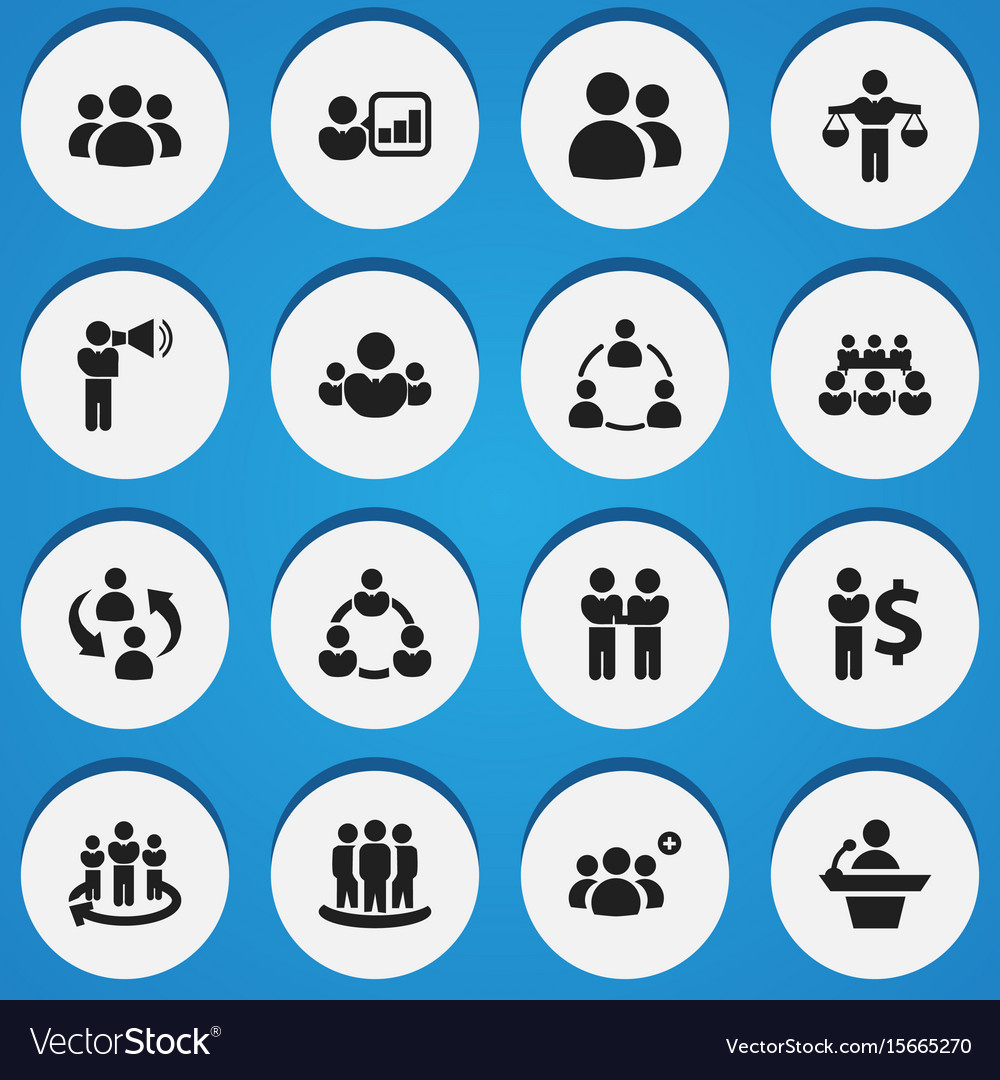 Set of 16 editable team icons includes symbols Vector Image