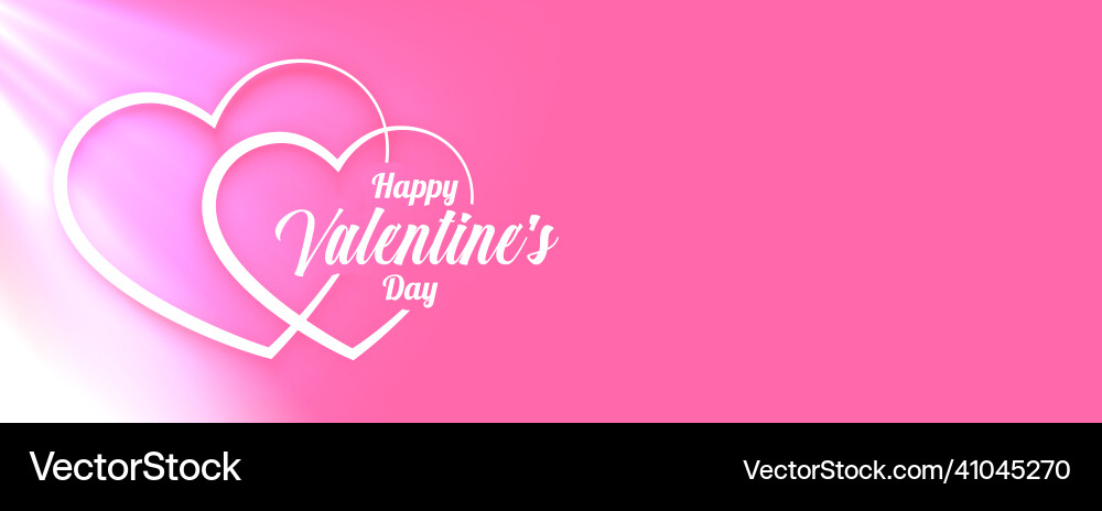 Valentines day pink banner with glowing light Vector Image
