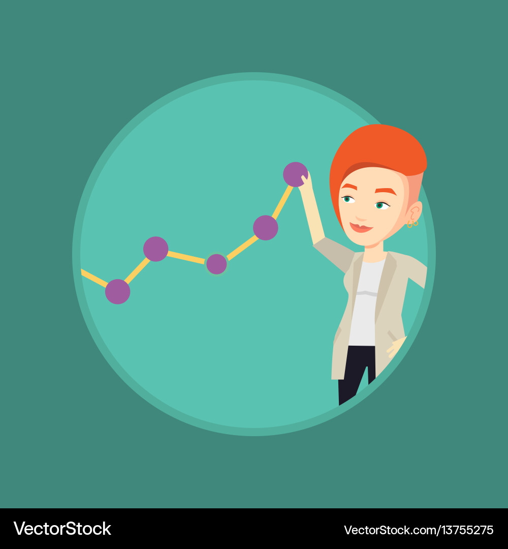 Business woman looking at chart going up Vector Image