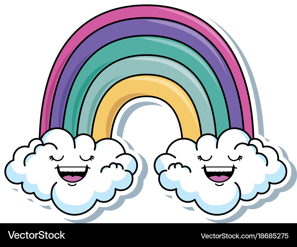 Cute rainbow kawaii character Royalty Free Vector Image