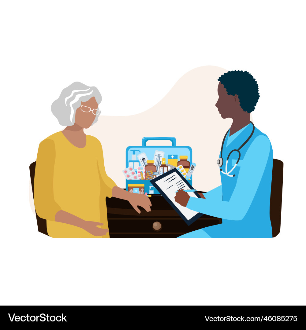 Doctor visits patient at home Royalty Free Vector Image