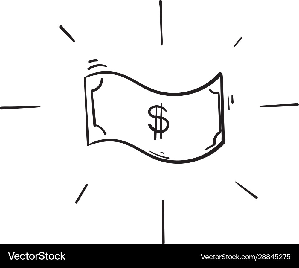 Doodle money with hand drawn style isolated Vector Image