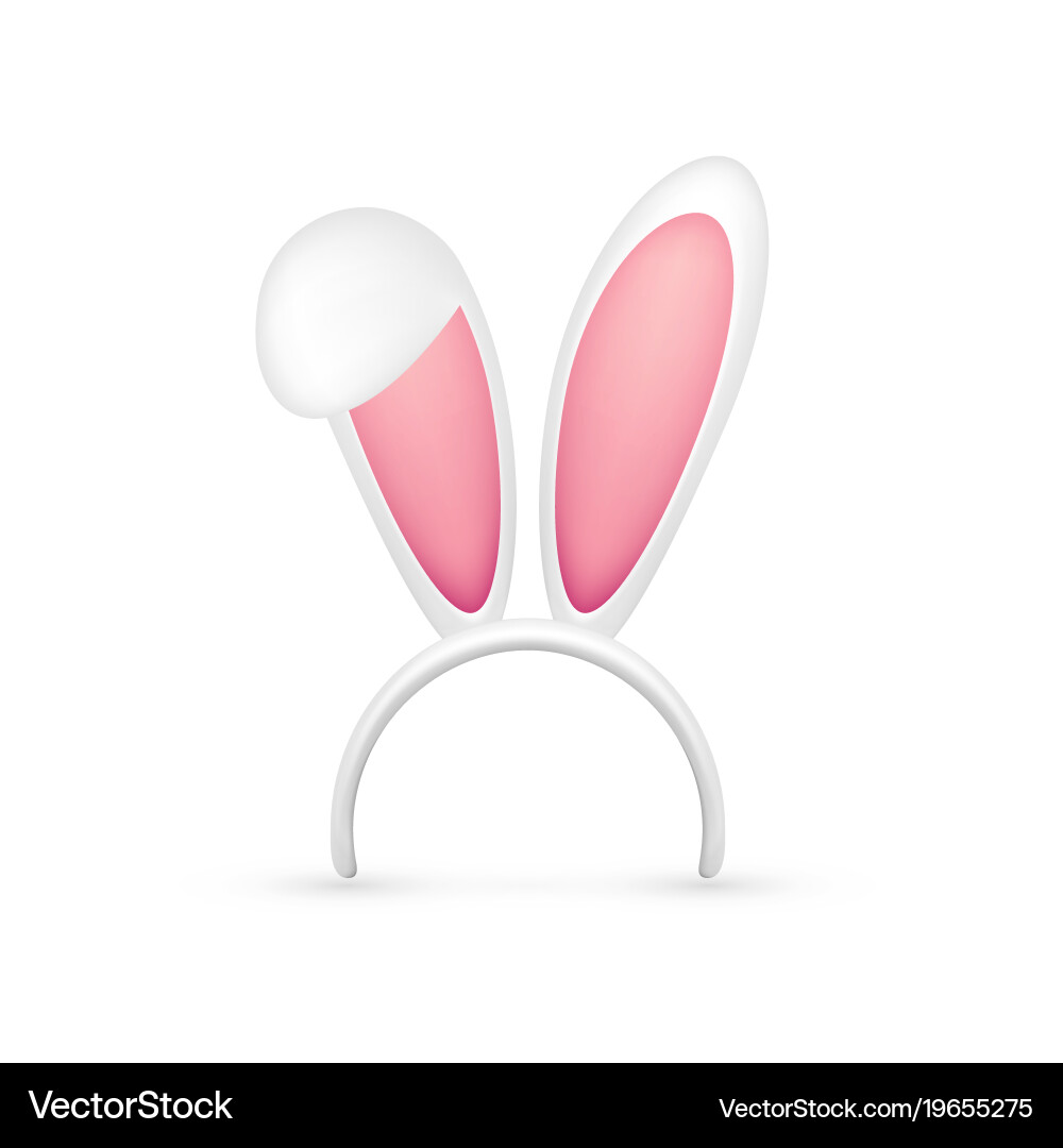 Easter bunny ears pink and white mask with rabbit Vector Image