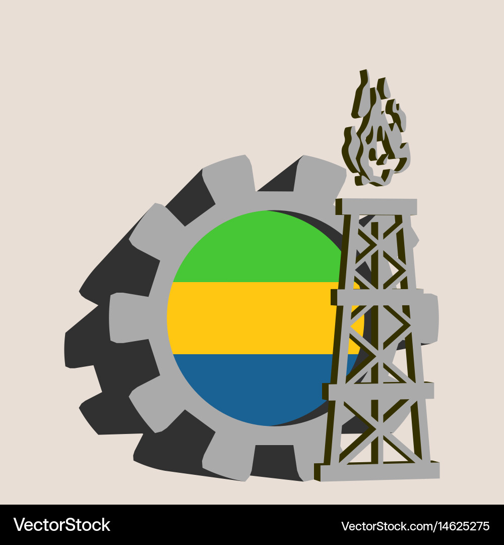 Gear with gas rig simple icon Royalty Free Vector Image