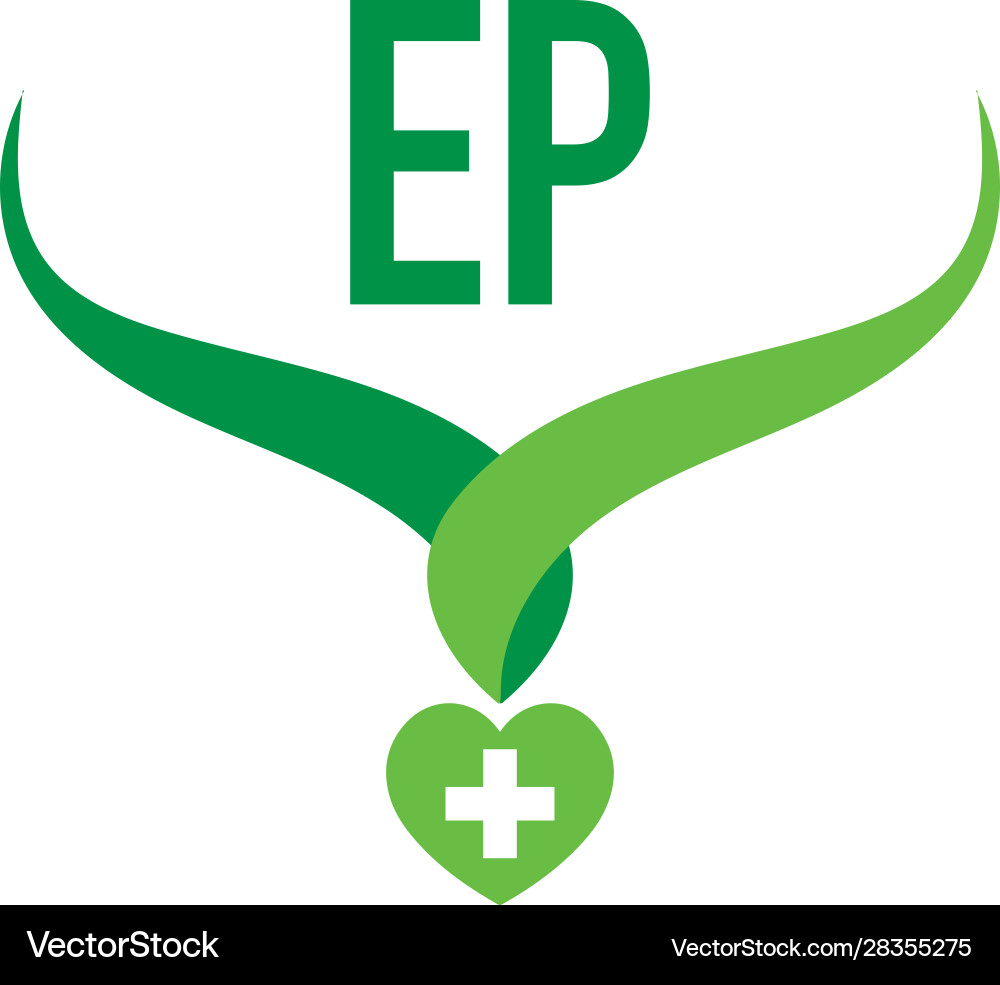 Initial letter ep creative health green logo Vector Image