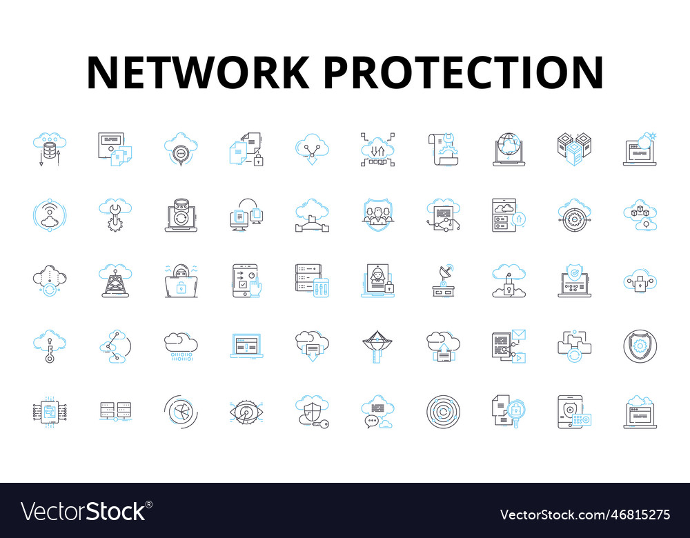 Network protection linear icons set firewall Vector Image