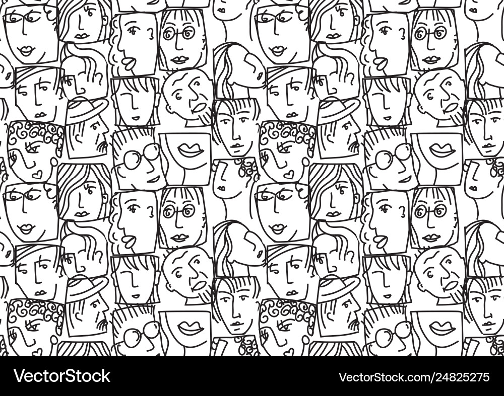 People abstract faces avatars characters black Vector Image