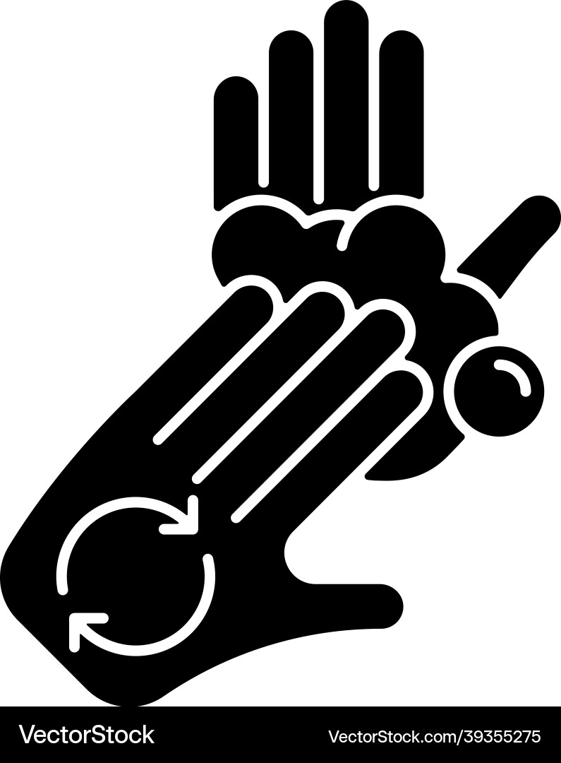 Rub palms with fingers black glyph icon Royalty Free Vector