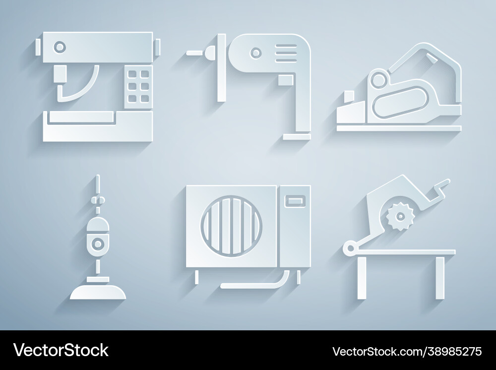 Set air conditioner electric planer tool vacuum Vector Image