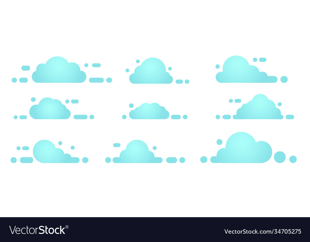 Set blue icon cloud elements clouds flat Vector Image