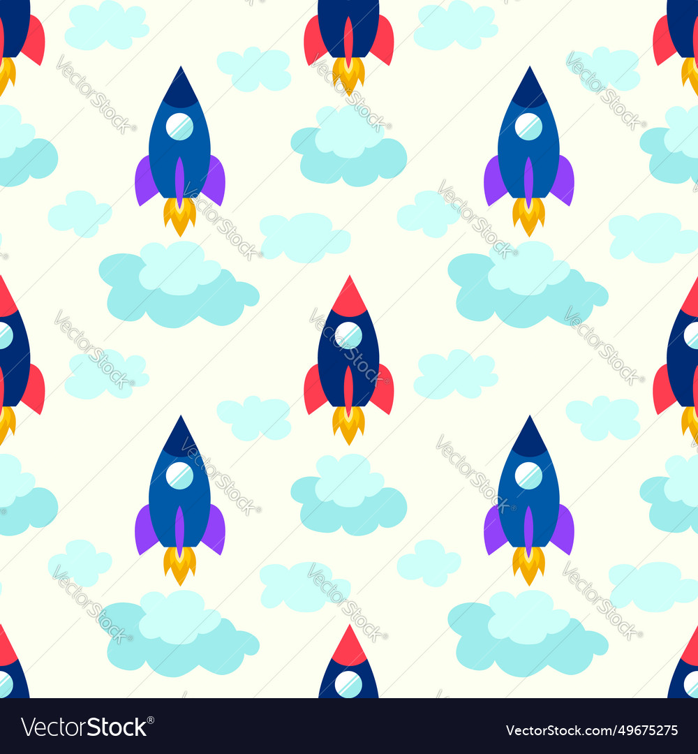 Space rocket seamless pattern Royalty Free Vector Image