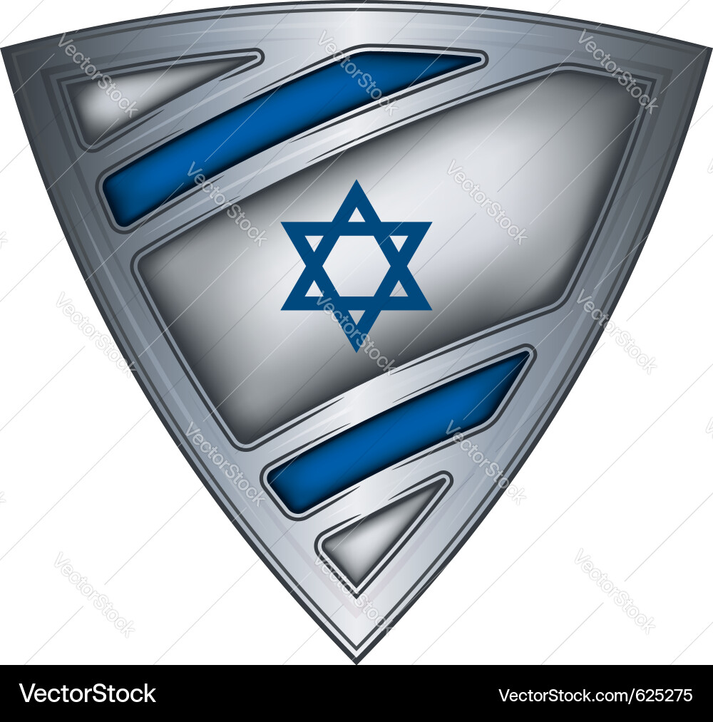 Steel shield with flag israel Royalty Free Vector Image