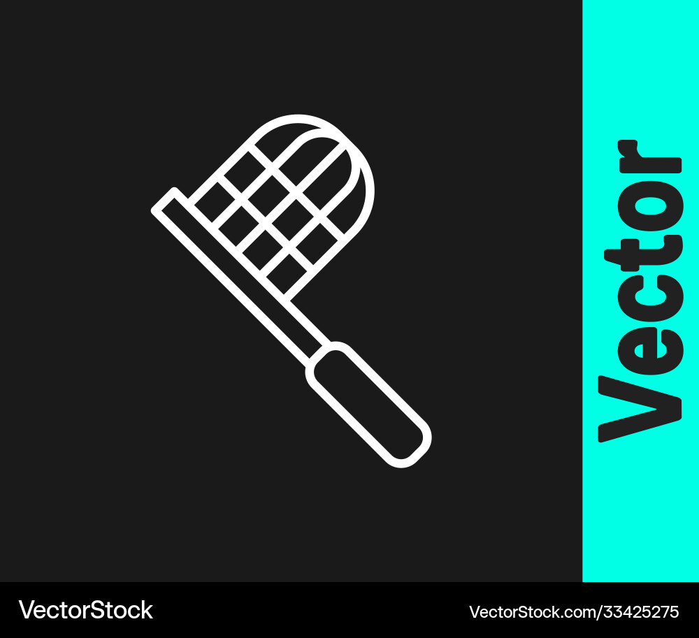 White line butterfly net icon isolated on black Vector Image