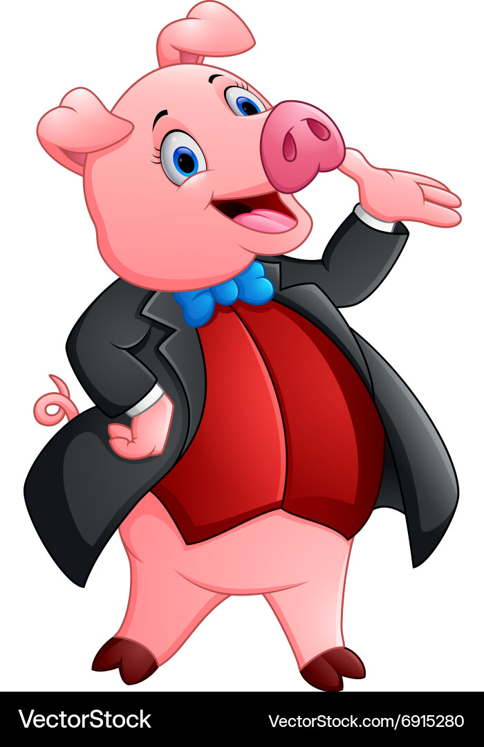 A cartoon pig in tuxedo Royalty Free Vector Image