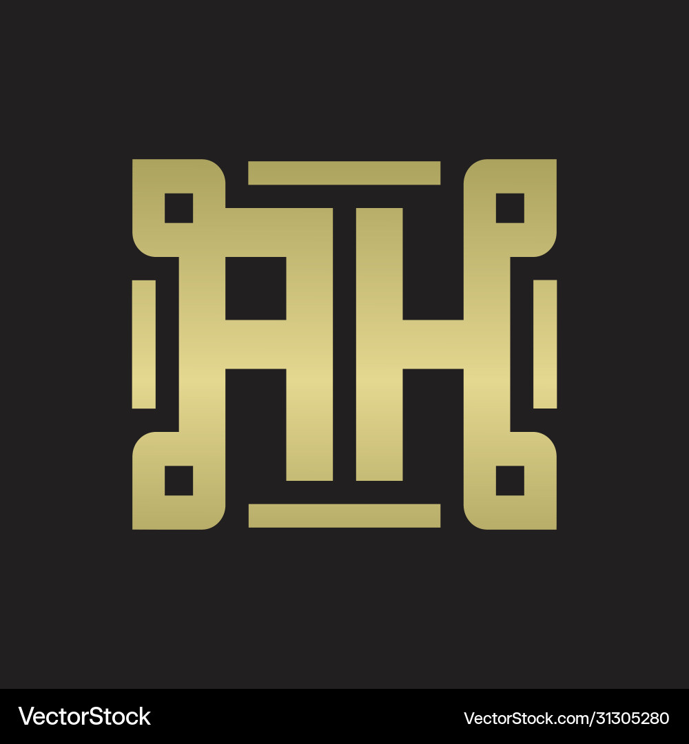 Ah logo monogram with piece line art design Vector Image