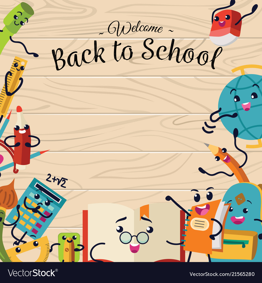 Back To School Poster Welcome Colorful Template Vector Image